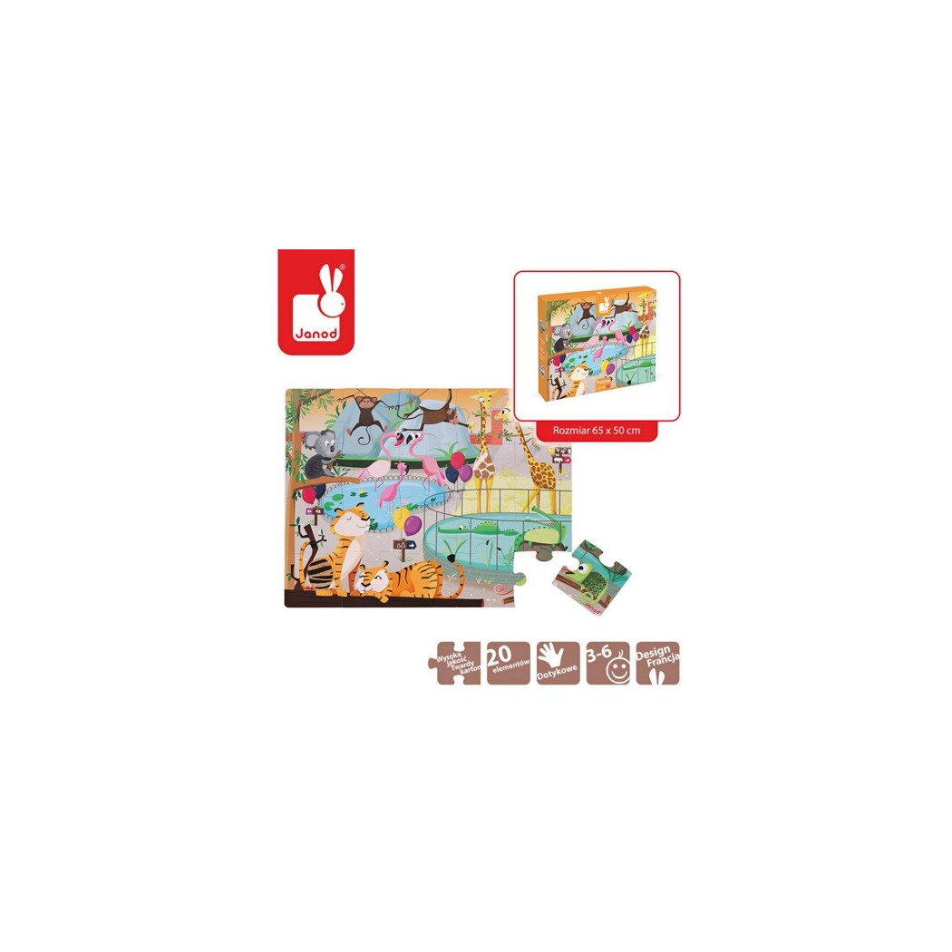 Puzzle sensoryczne 20 elementów Wycieczka do zoo - Janod